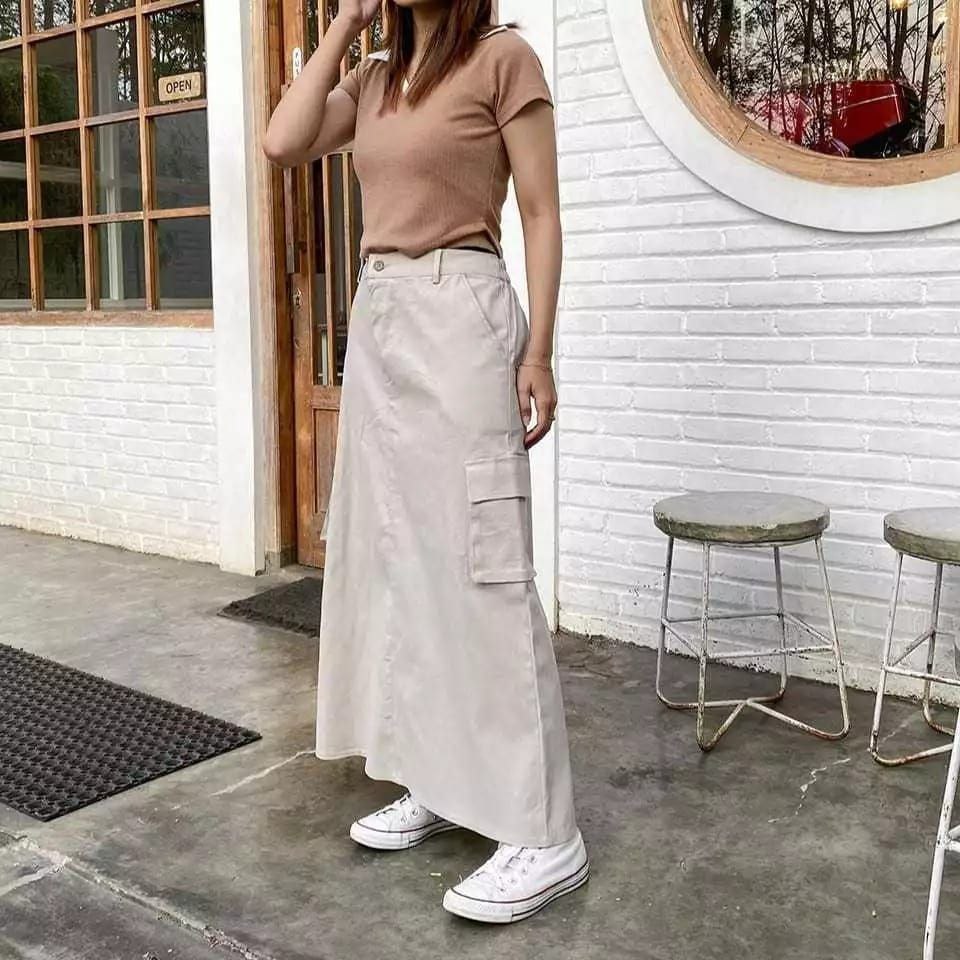 Jual ROK CARGO WANITA PANJANG TEBARU / ROK KOREAN STYLE KEKINIAN /ROK ...