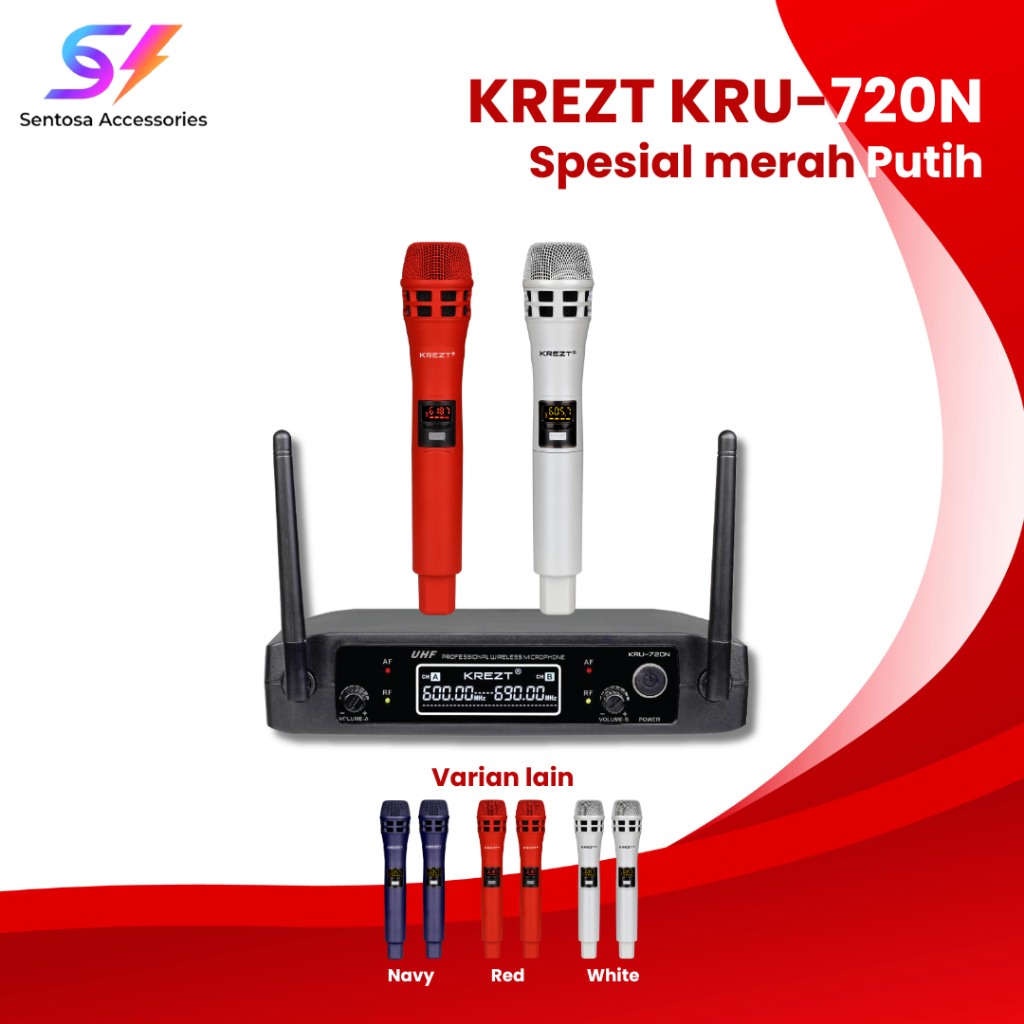 Jual Microphone Wireless KREZT KRU-720N Mik Wireless Real UHF | Shopee ...