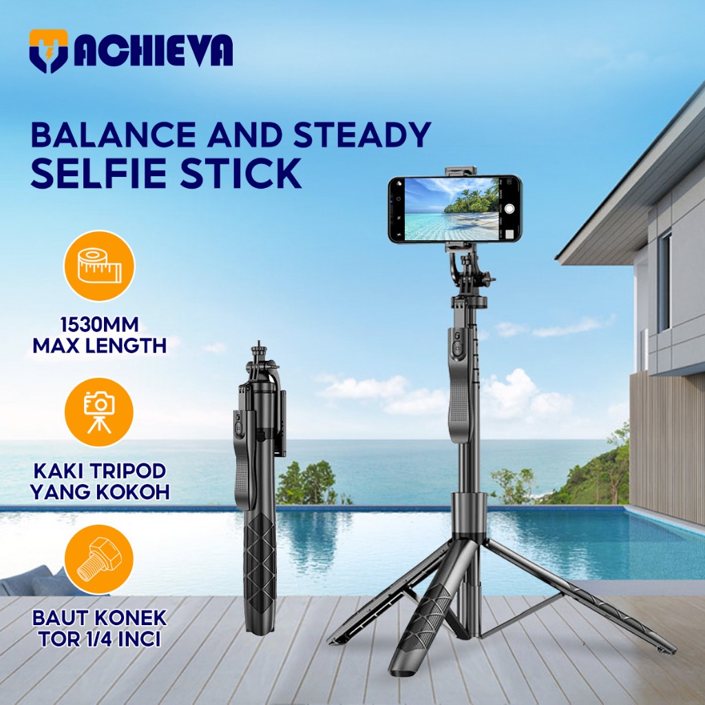 Jual Achieva L16 Tripod HP 1530mmTongsis Bluetooth Hand Stabilizer Hp ...