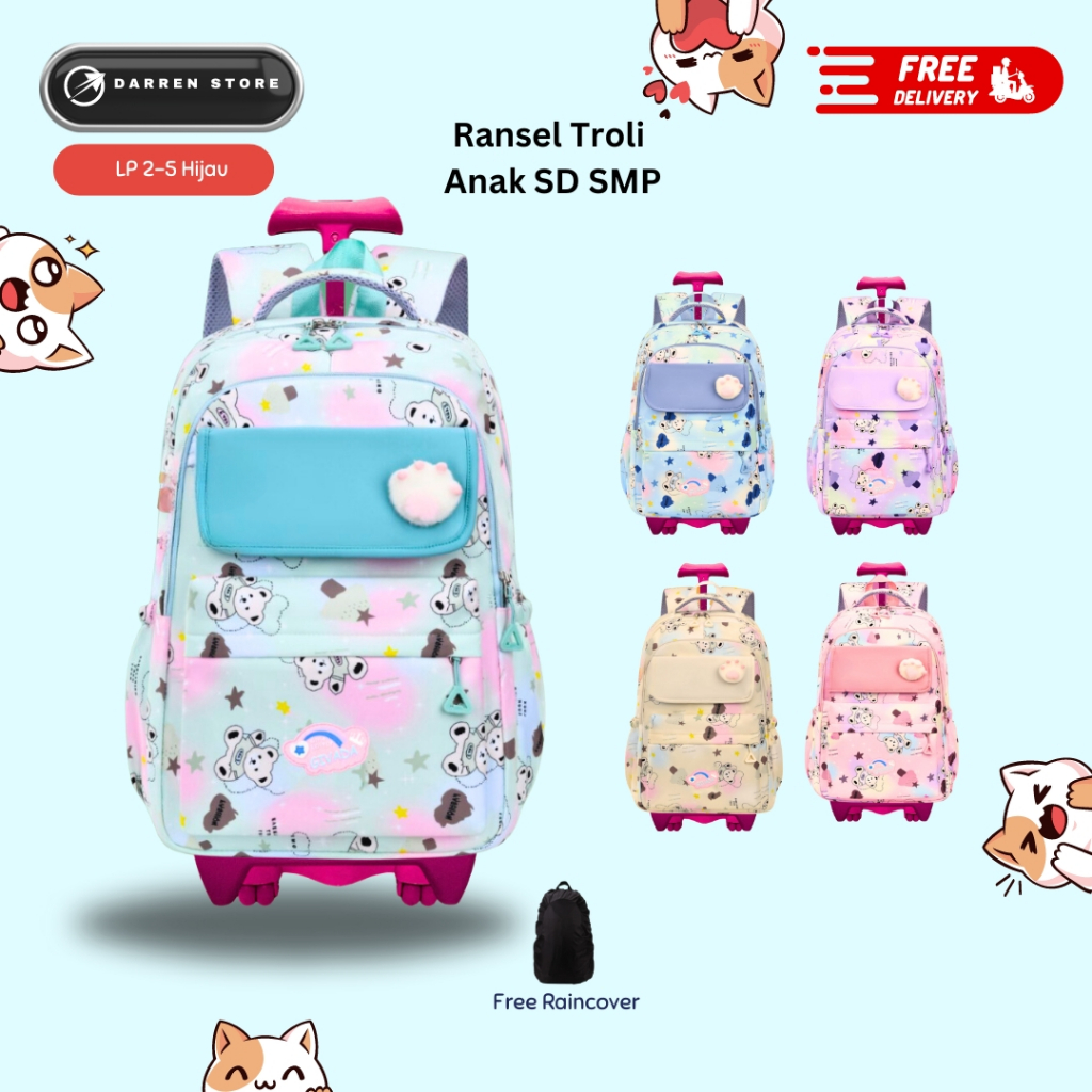 Jual Tas Ransel Sekolah Anak Cewek Troli LP 2-5 SD SMP 18 inch Terbaru Perempuan | Shopee Indonesia