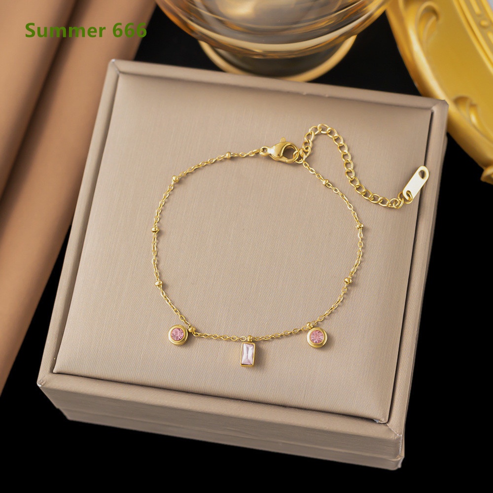 Jual Gelang titanium zirkon merah muda sederhana untuk wanita cocok ...