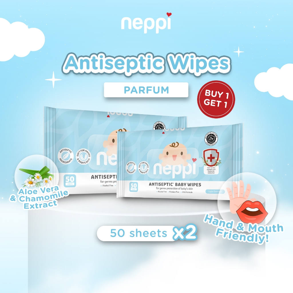Jual Neppi Tisu / Tissue Basah Antiseptic Baby Wipes 50s - (Buy 1 Get 1 ...