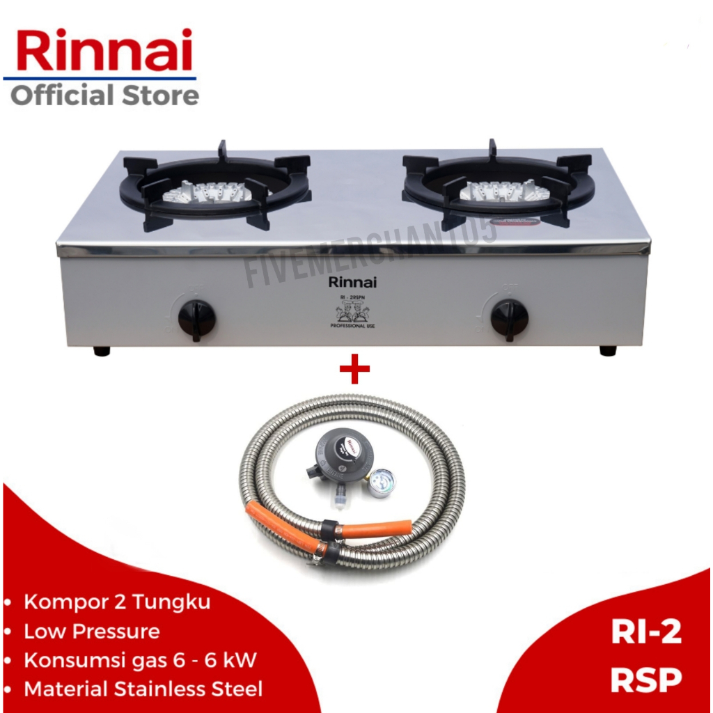 Jual Kompor Gas 2 Tungku Rinnai RI 2 RSP N Gas Stove Komersil Stainless ...