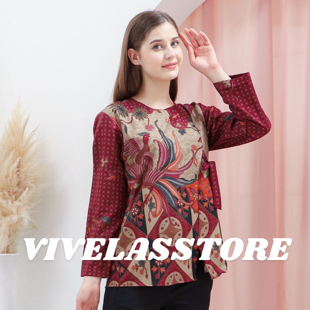 Jual ATASAN BLOUSE BATIK LENGAN BALON UKURAN (M L XL XXL) - ATASAN ...
