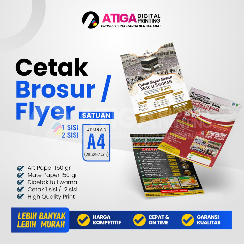 Jual Cetak Brosur Pamflet Leaflet Ukuran A4 Satuan | Cetak Brosur A4 Full Warna Perlembar ...