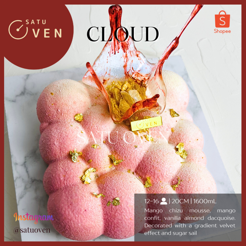Jual Cake - CLOUD Entremet Mousse Cake Mango Chizu Cheese Mirror Glaze ...