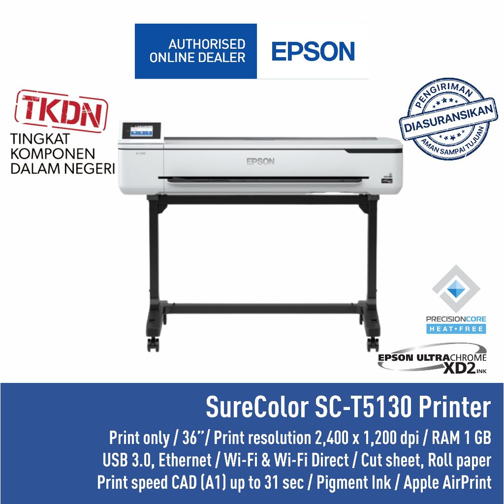 Jual Printer SURECOLOR SC-T5130 EPSON SURECOLOR T5130 SIZE A0 36" Resmi | Shopee Indonesia