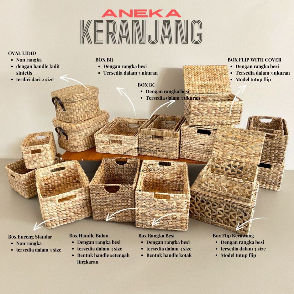 Jual BOX PENYIMPANAN SERBAGUNA KERANGKA BESI ANYAMAN ENCENG GONDOK ...