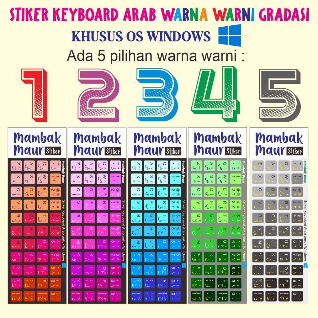 Jual BIG PROMO STIKER KEYBOARD ARAB ANTI AIR STICKER ARABIC WARNA WARNI ...