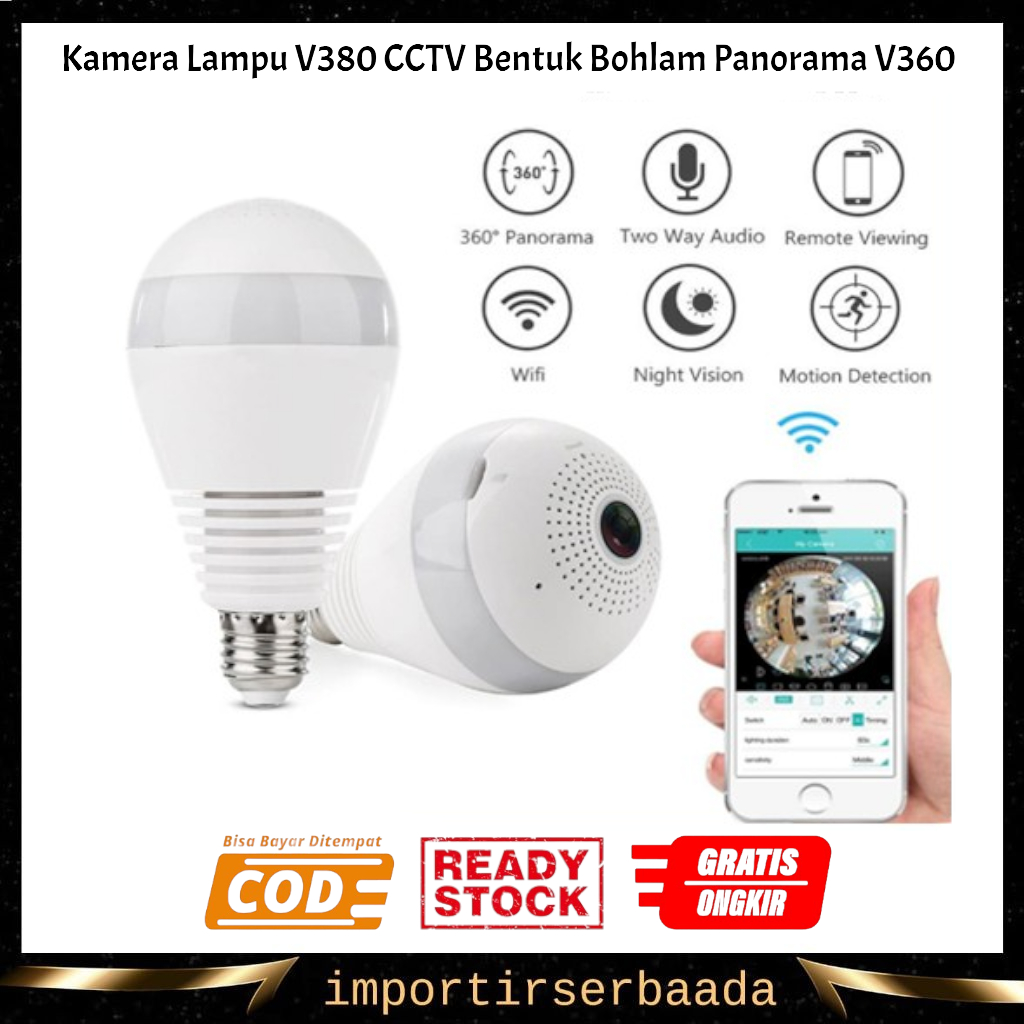 Jual IMP- Kamera Lampu V380 CCTV Bentuk Bohlam Panorama V360 SPY Camera ...