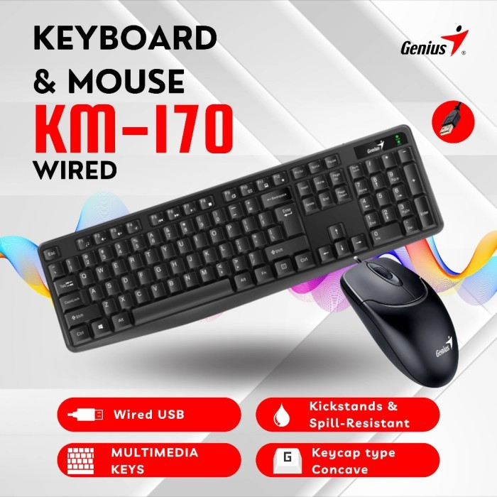 Jual Keyboard Mouse Genius KM 170 Wired Combo | Shopee Indonesia