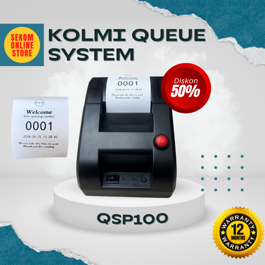 Jual KOLMI THERMAL PRINTER QUEUE NUMBER PAPER PRINTER - Ticket Dispenser Thermal Printer Paper ...