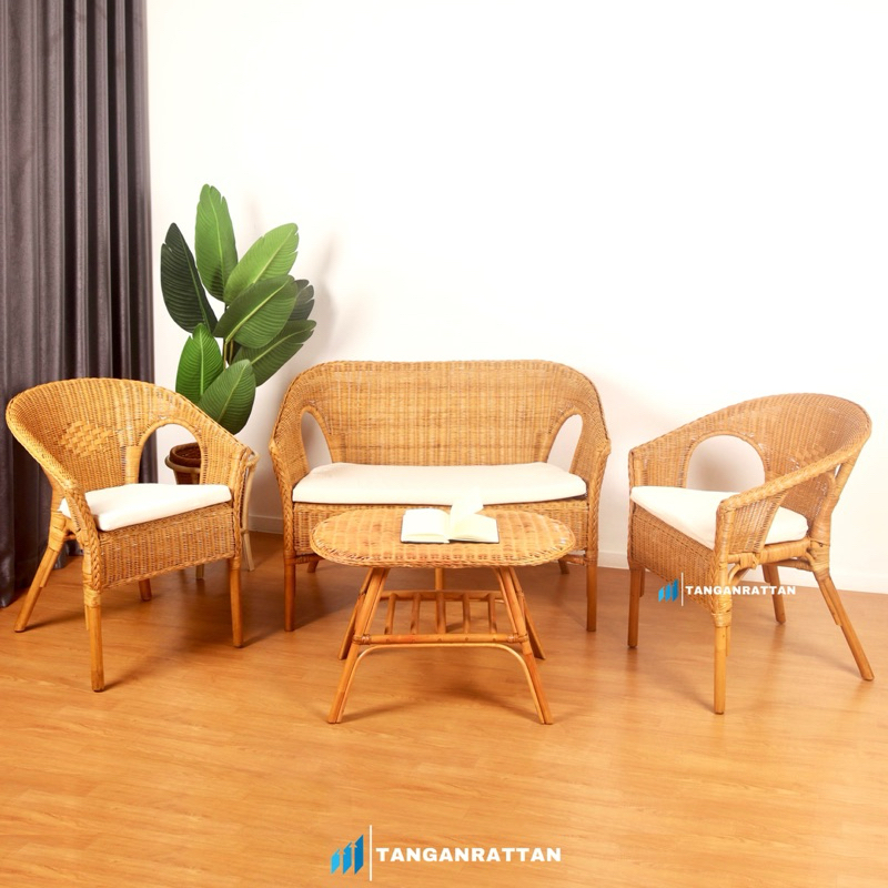 Jual Kursi Tamu Kelek Rotan Minimalis Dan Bantal 1 Set / Kursi Teras ...