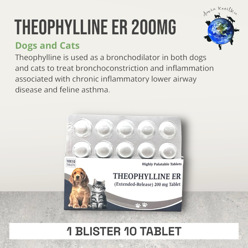 Jual Teopilin ER 200mg Tablet Cat Dog - Bronchodilator / Obat Asma ...