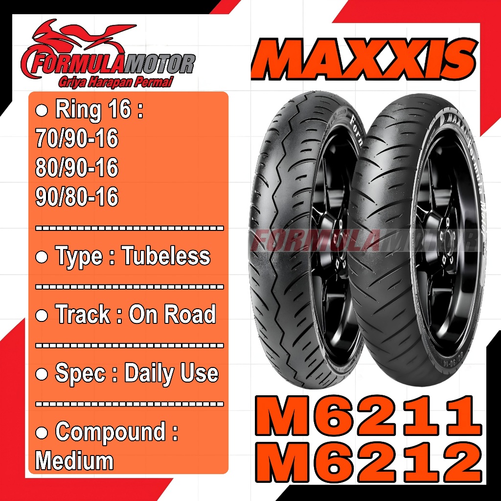 Jual Maxxis M6211/M6212 Ring 16 Tubeless All Size - Ban Motor Matic ...