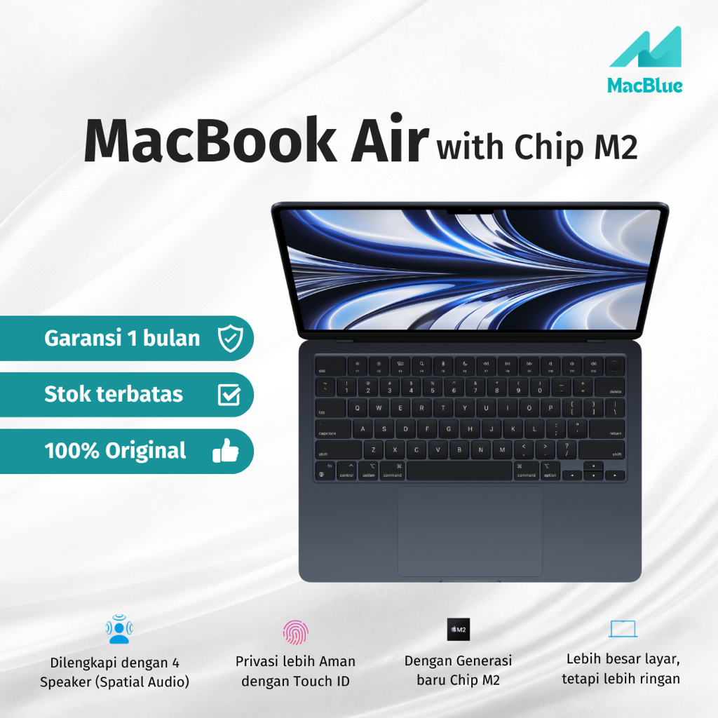 Jual Macbook Air M2 Chip 13 Inch 8/256 & 512GB Second Bergaransi Midnight Grey Starlight Silver ...