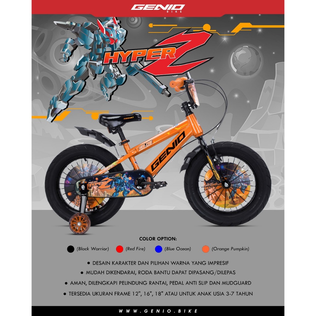 Jual Sepeda Anak BMX Hyper Z Hyperz Genio Ukuran 12 16 18 Inch by Genio Bike | Shopee Indonesia