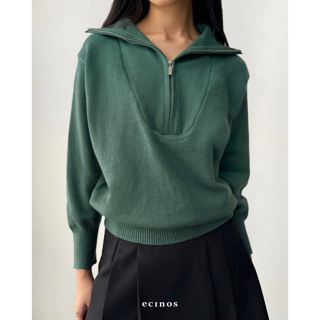 Jual ECINOS - Karen Half Zip Sweater | Shopee Indonesia