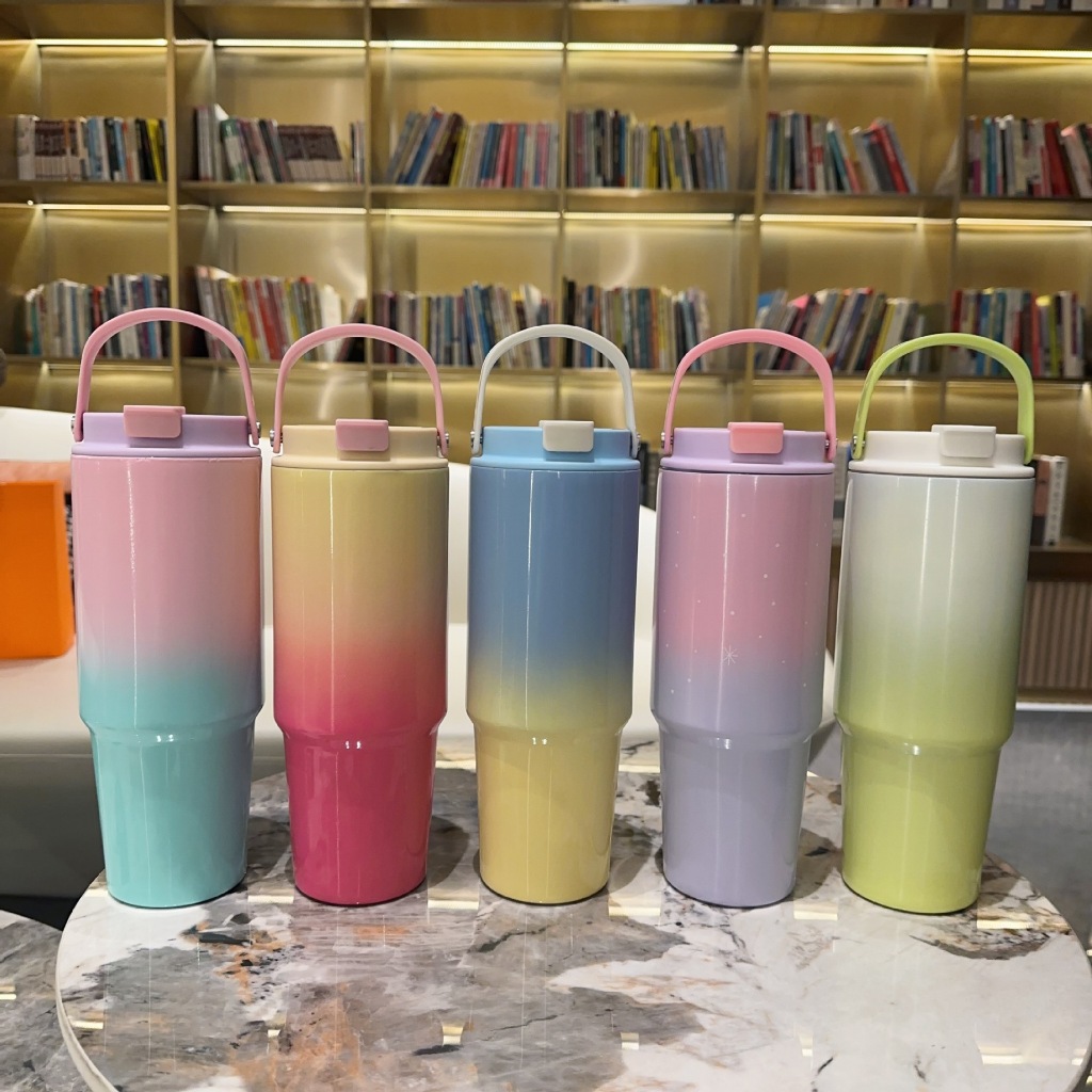 Jual TUMBLER TERMOS LUCU AESTHETIC GRADASI WITH HANDLE 2 CARA MINUM ...