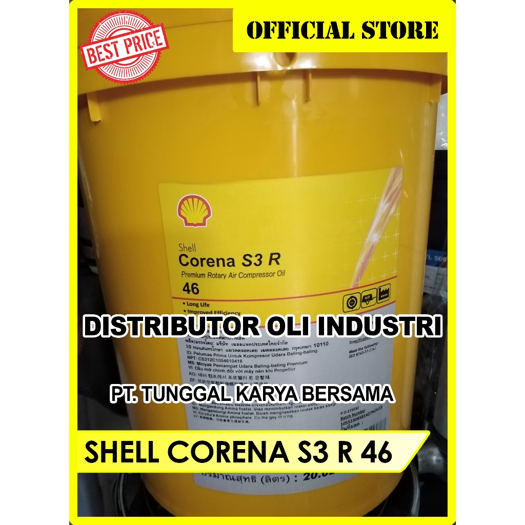 Jual SHELL CORENA S3 R 46 ( Ready Stock - Oli Kompressor Screw ...