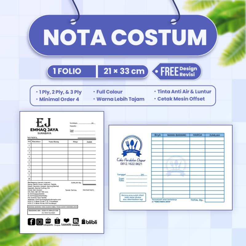 Jual Nota Custom Ukuran F4 Folio Free Desain | Shopee Indonesia