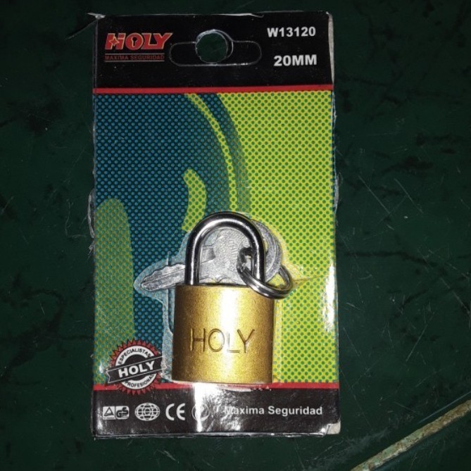 Jual gembok besi kuning kecil 20 mm press merk holy / koper tas kecil ...