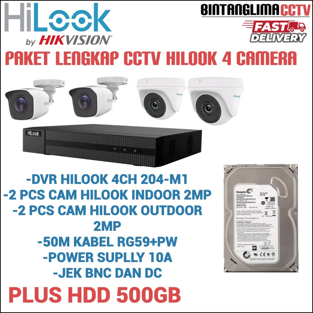 Jual PAKET CCTV HILOOK 4 CAMERA LENGKAP TINGGAL PASANG | Shopee Indonesia