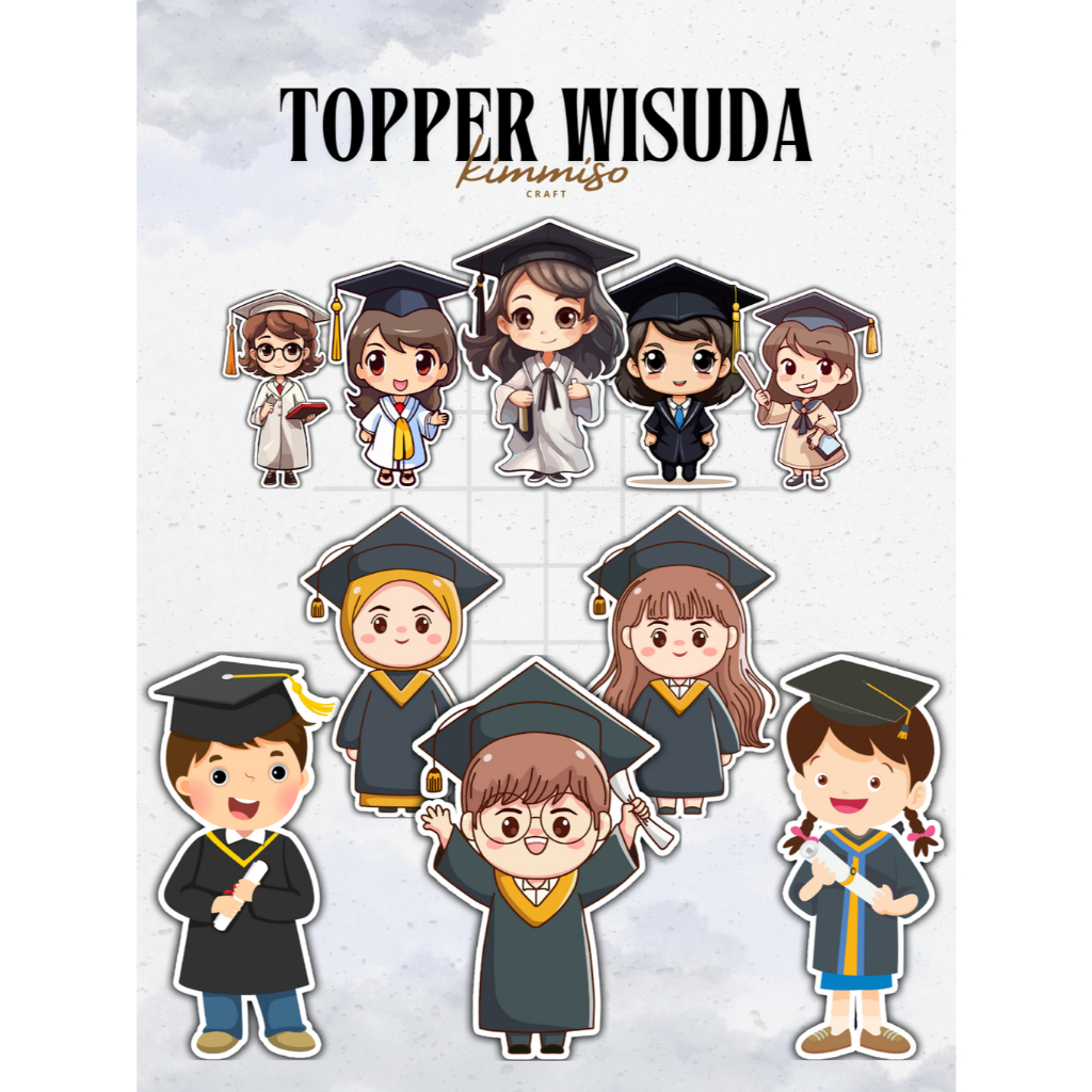 Jual [Kimmiso] TOPPER WISUDA CUTE KARAKTER ANIMASI TOPPER KUE TOPPER ...