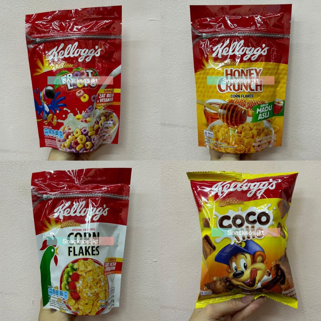 Jual [POUCH] KELLOGG'S CEREAL FROOT LOOPS / HONEY CRUNCH CORN FLAKE ...