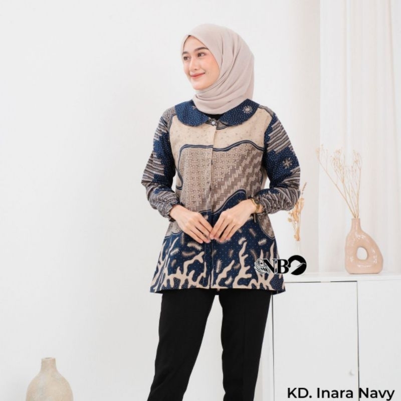 Jual Baju Batik Wanita Lengan Panjang Motif Inara Series Kerah Kemeja ...