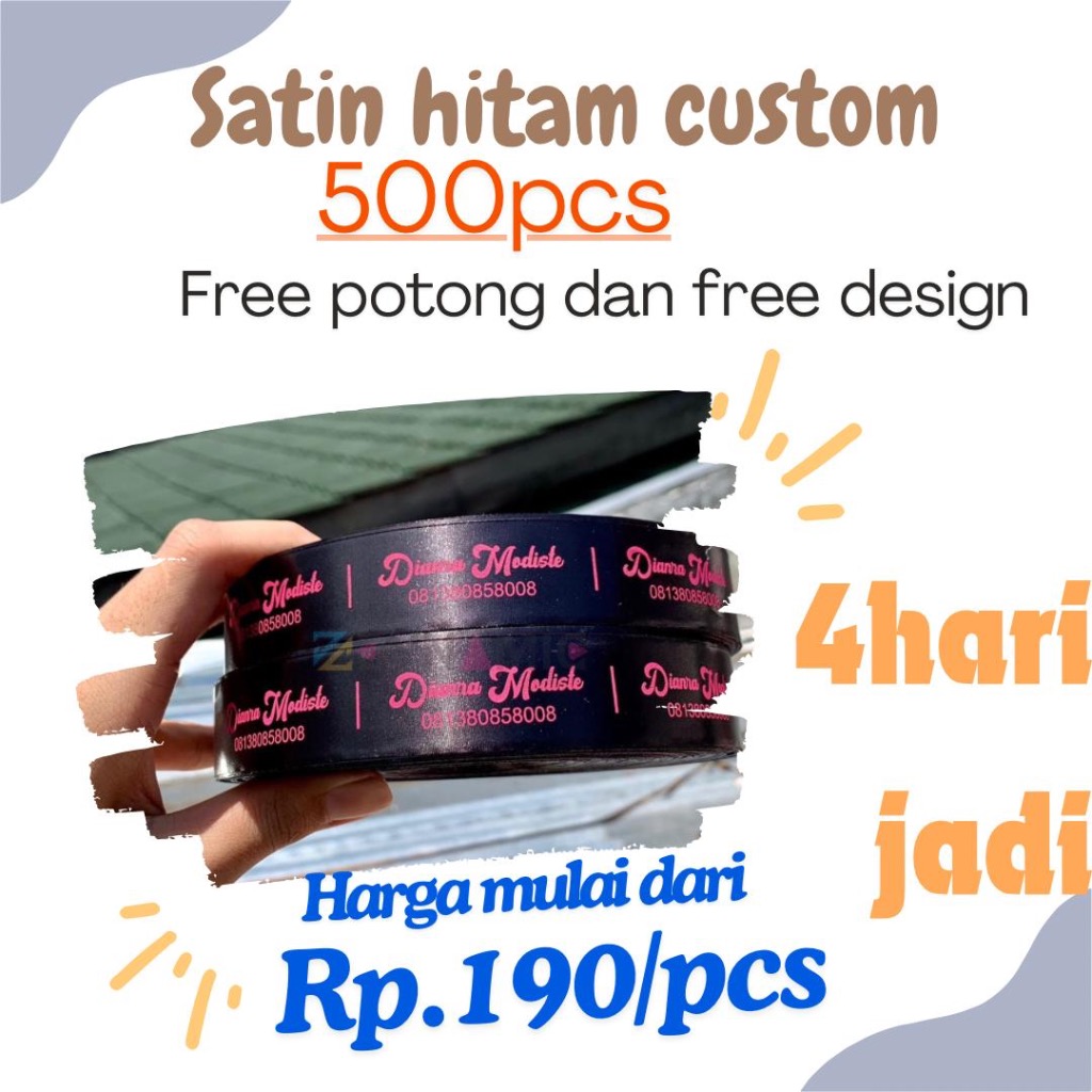 Jual 500 pcs satin hitam / label intruksi pencucian / label slip ...