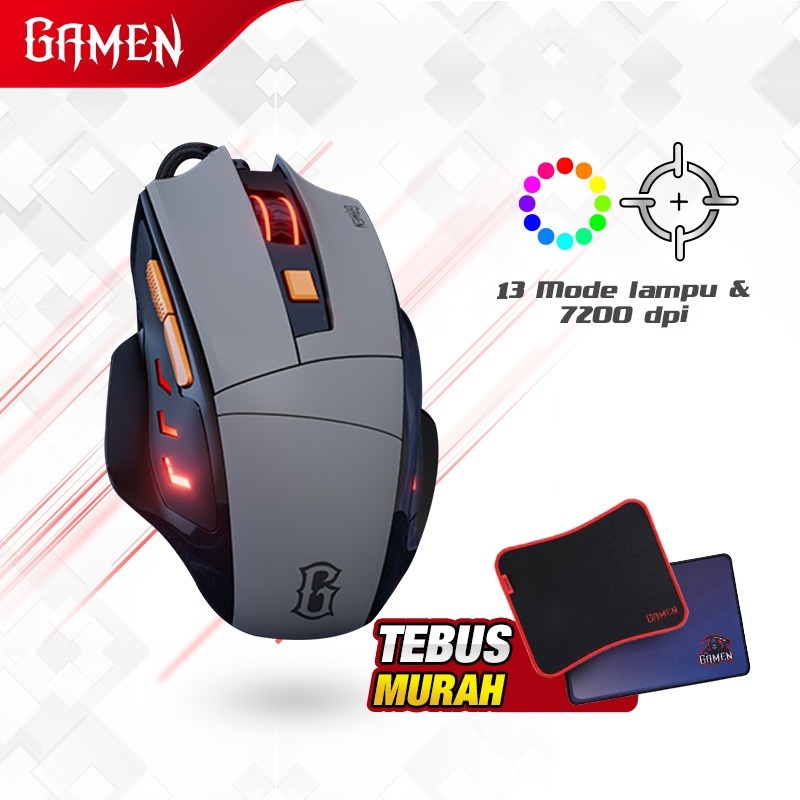 Jual GAMEN Pro Wired Gaming Mouse GM300 7200 DPI With 6 Macro Button ...