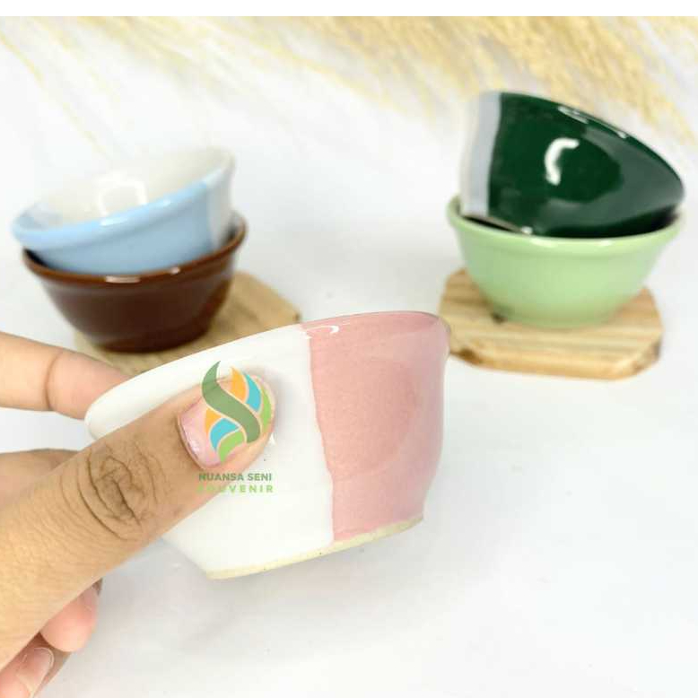 Jual Souvenir Mangkok Sambal Keramik Tri Tone Kecil Mangkuk Mini ...