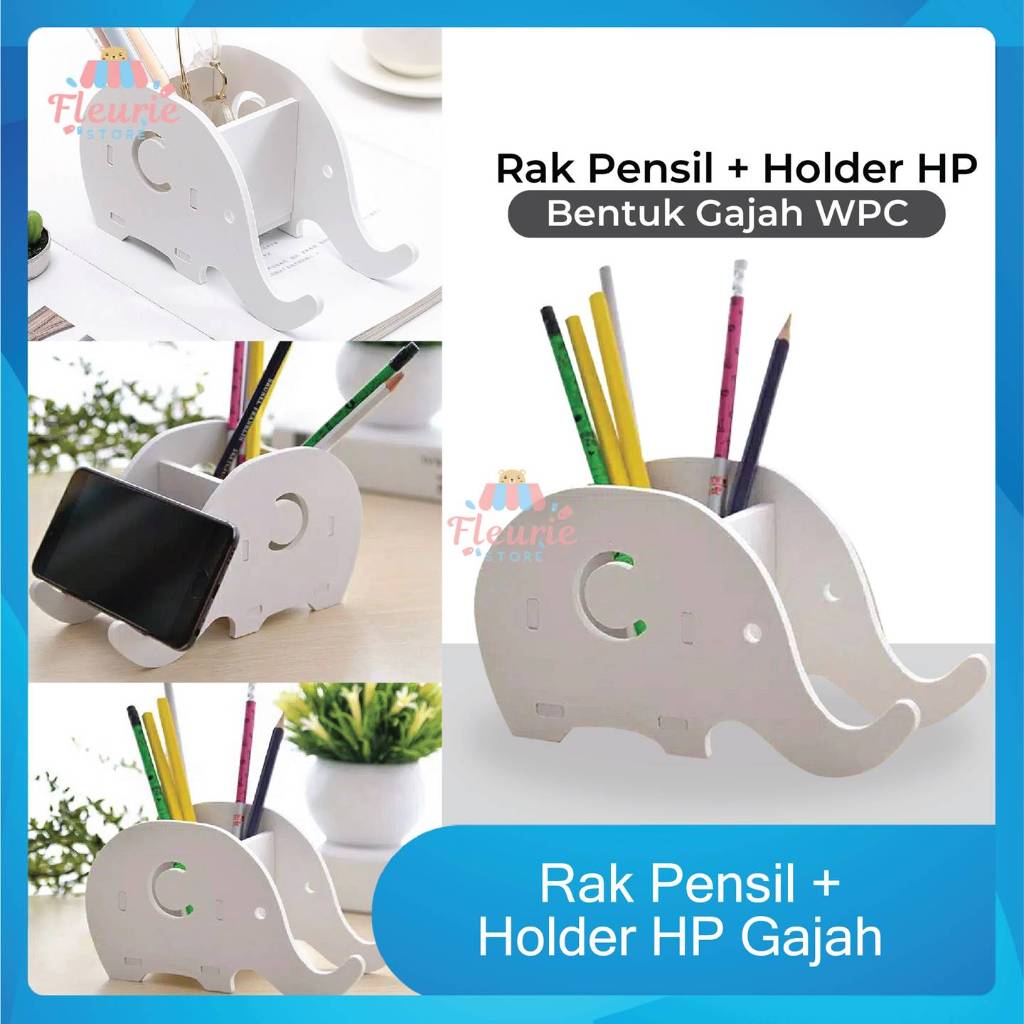 Jual Rak Pensil + Holder HP Bentuk Gajah WPC - Wadah Alat Tulis ...