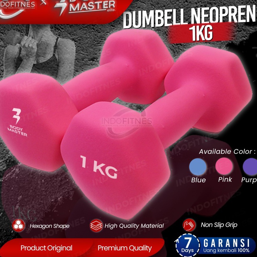 Jual Pilih Ini BODYMASTER 1KG Dumbell Neoprene Barbel Mini Dumbel Warna ...
