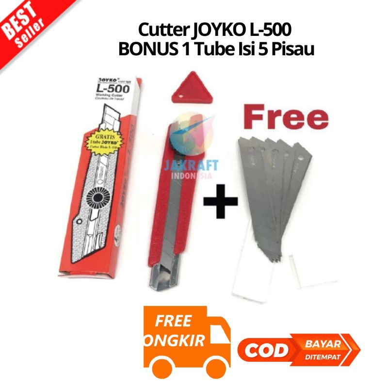 Jual [JK] BAYAR DI TEMPAT Cutter JOYKO L-500 Gratis 1 Tube Isi 5 PisauL ...