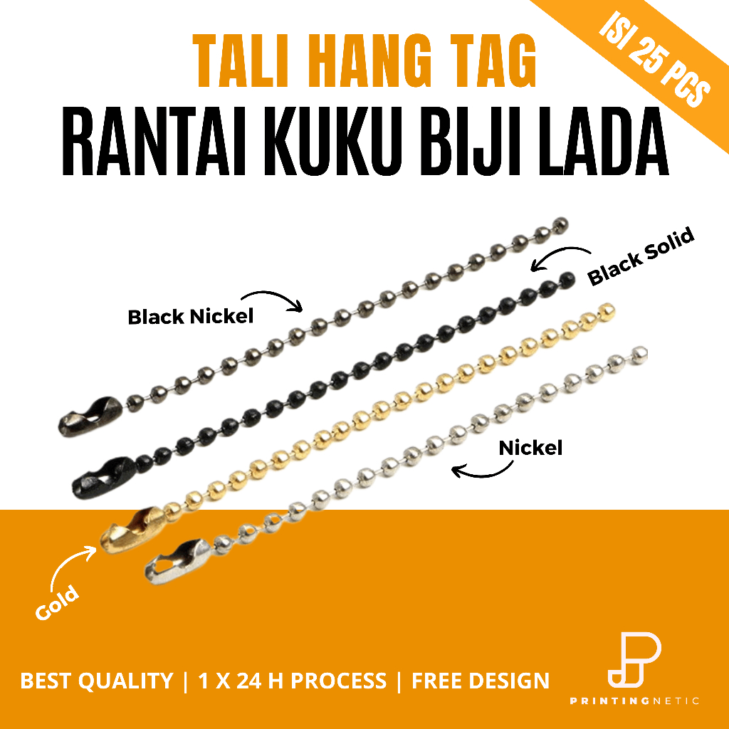 Jual Tali Hang Tag Rantai Kuku Biji Lada (10 cm) isi 25 Pcs per Bungkus ...