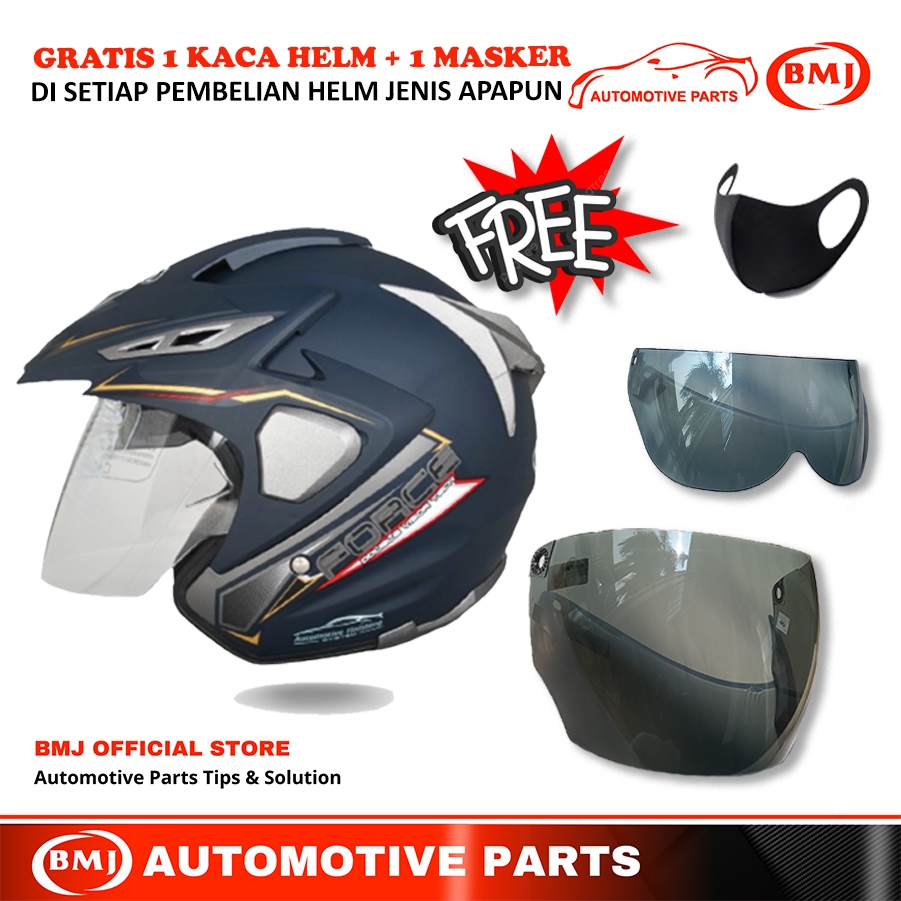 Jual Helm Force Half Face Double Visor SU12 | Shopee Indonesia
