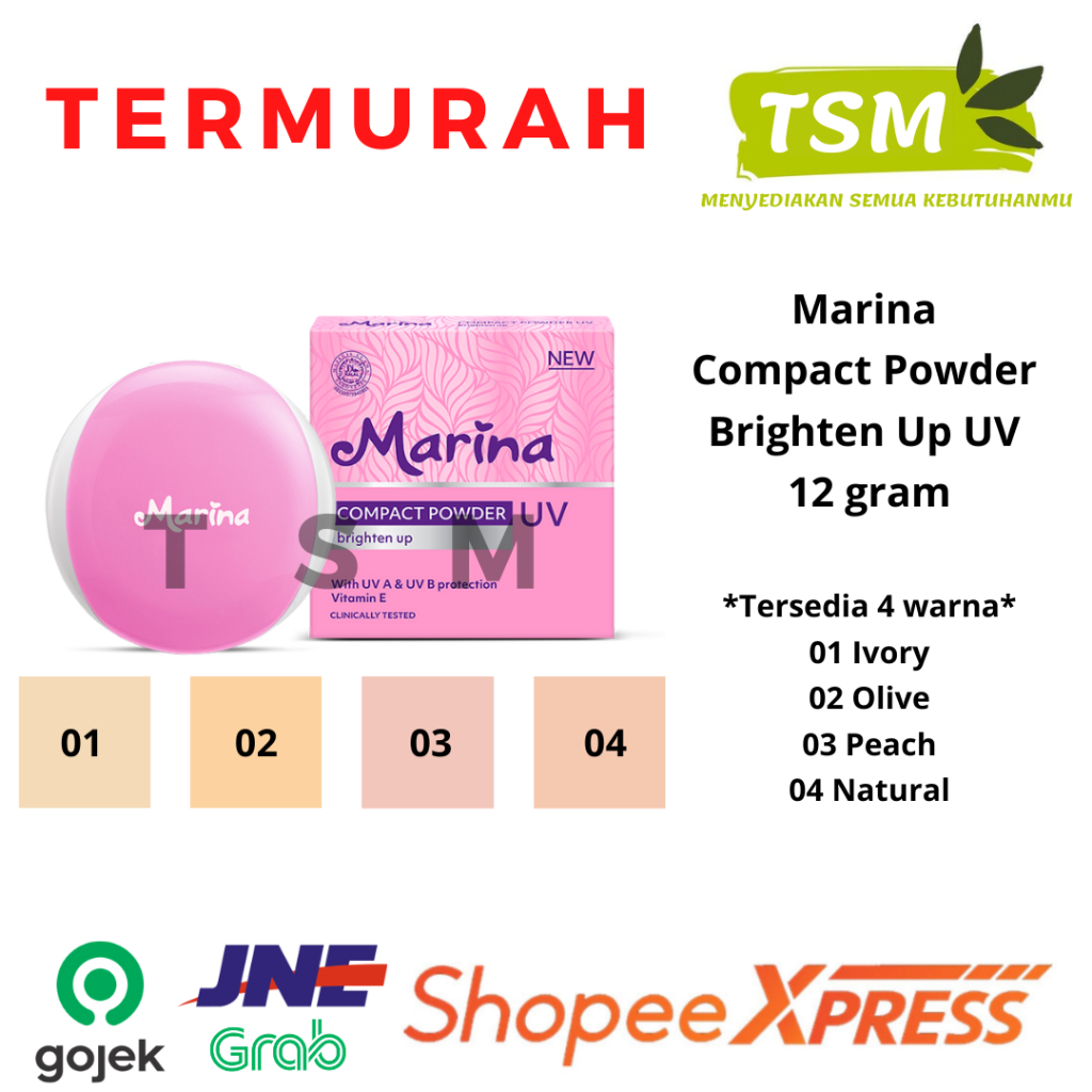 Jual Marina Compact Powder Brighten Up UV 12 gram | Shopee Indonesia