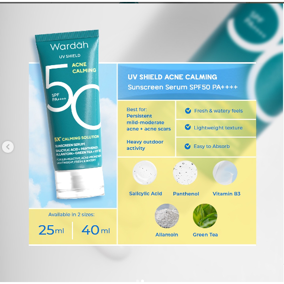 Jual Wardah UV Shield Acne Calming Sunscreen Serum SPF 50 PA++++ | Shopee Indonesia