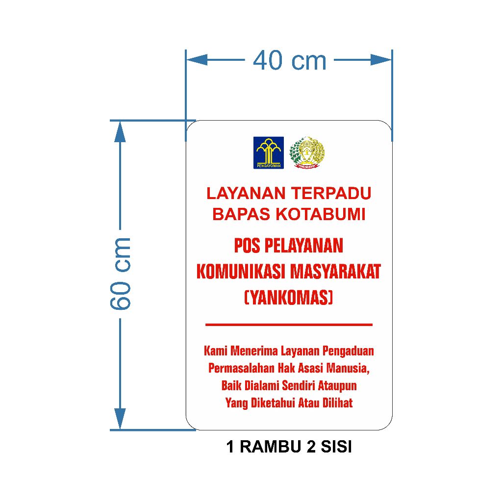 Jual Link Rambu Custom 2 Sisi Yankomas 40cm x 60cm | Shopee Indonesia