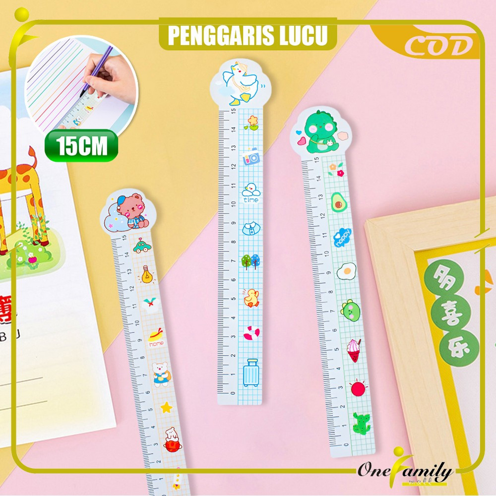Jual ONE-A91 Penggaris Plastik 15cm Anak Pelajar Karakter Lucu Alat ...