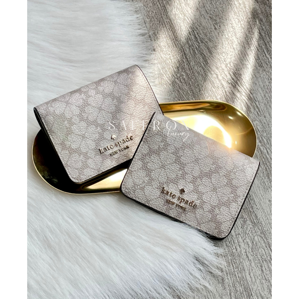 Jual Kate Spade Signature Spade Flower Small Bifold Wallet / Dark Beige ...