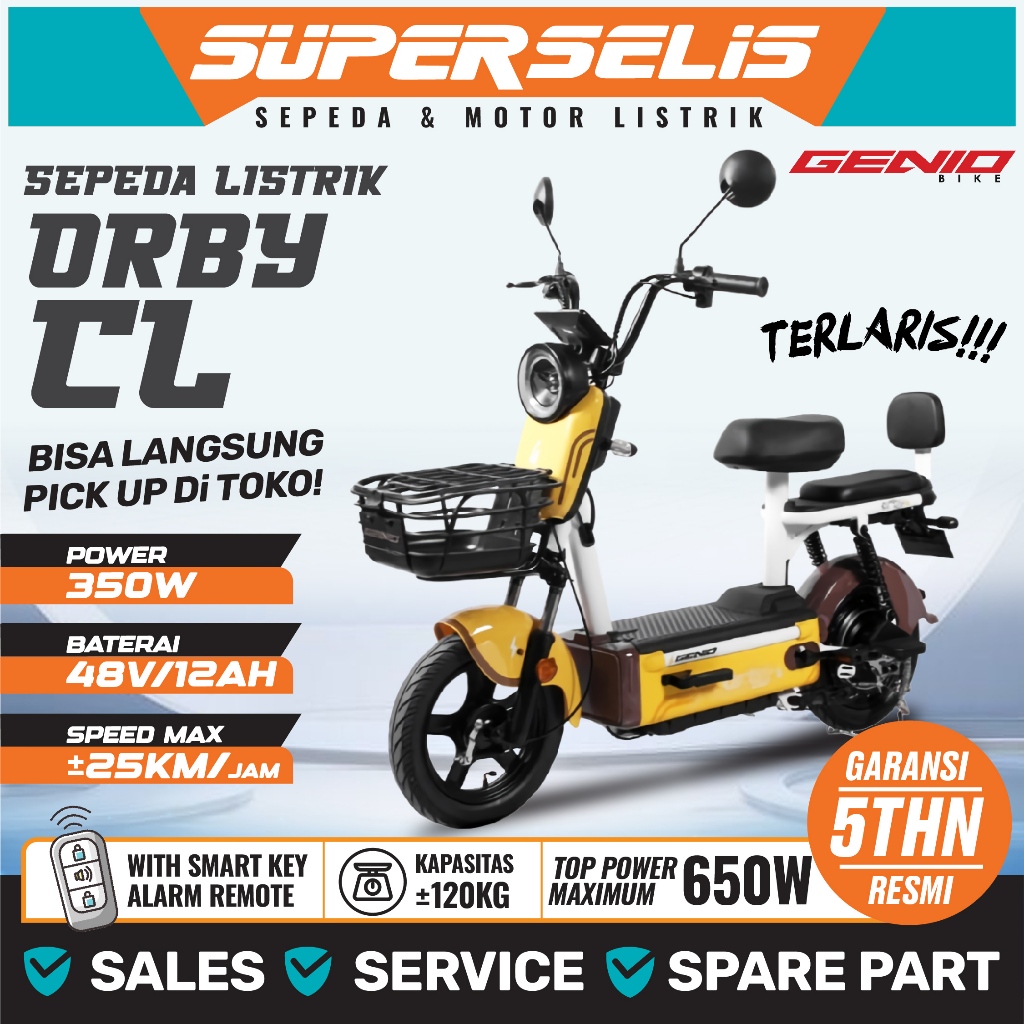 Jual Sepeda Listrik GENIO ORBY CL 48V/12AH Selis Garansi Resmi | Shopee ...