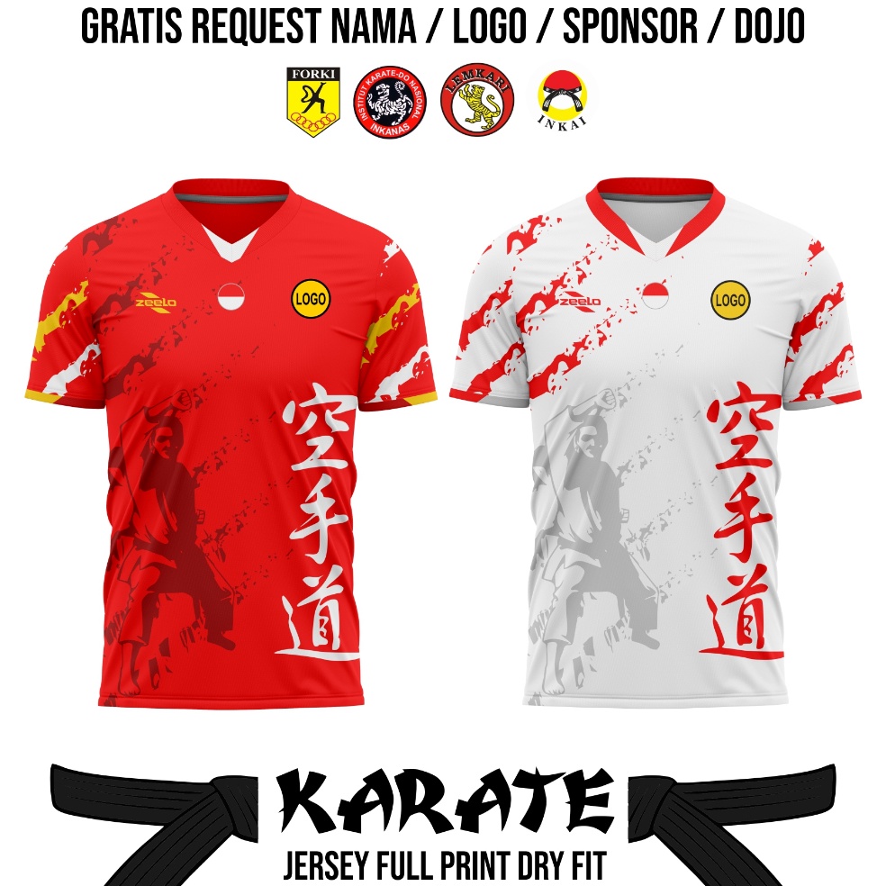 Jual KODE D3T Jersey Karate Invi Indo redwhite Premium Bahan Dryfit ...