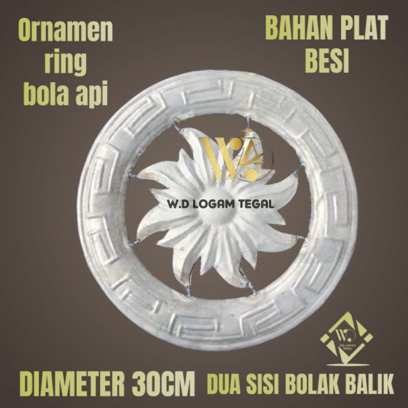 Jual ORNAMEN PAGAR BESI RING BOLA API 30cm dua muka, aksesoris pintu ...