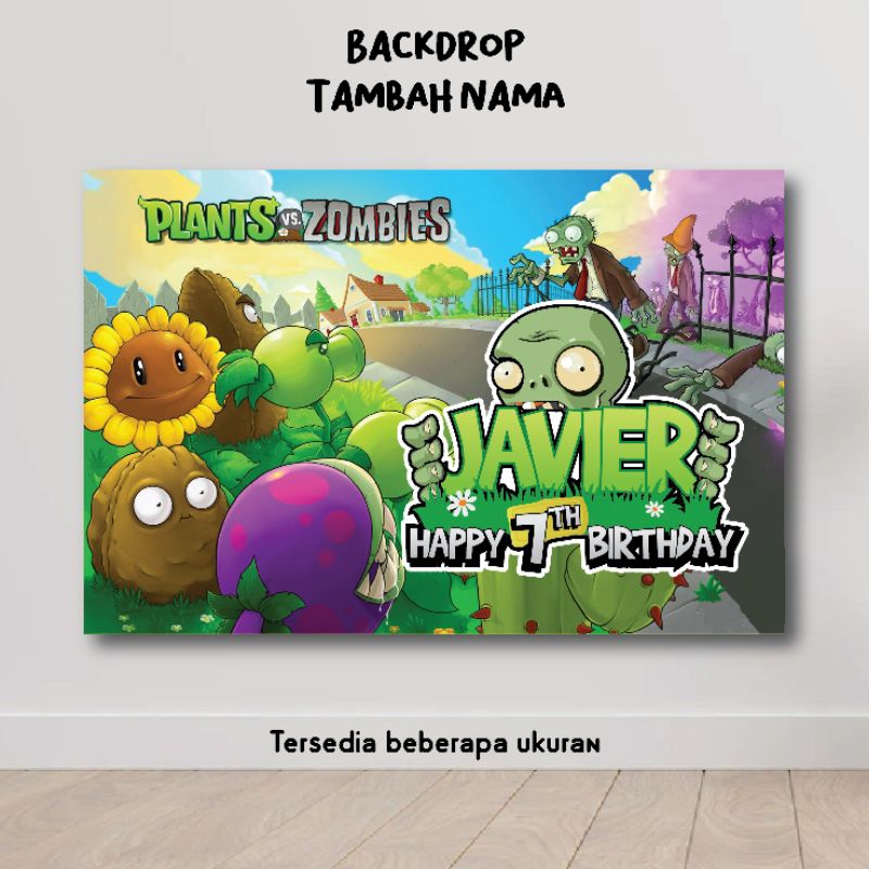 Jual BACKDROP PLANT VS ZOMBIE CUSTOM NAMA DAN UMUR DEKORASI ULANG TAHUN ...