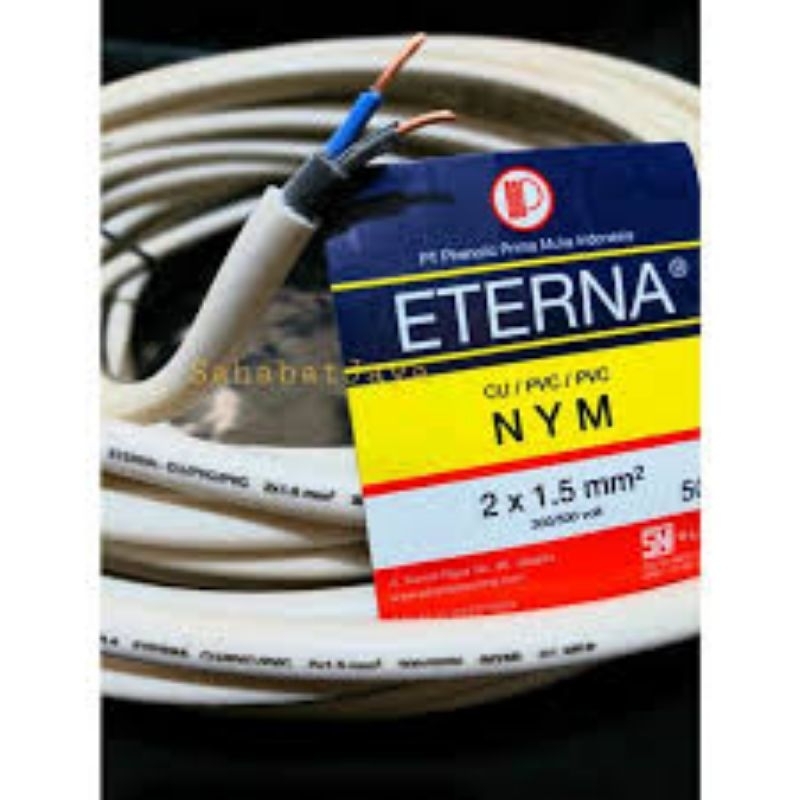 Jual kabel listrik nym eterna ASLI 2x1,5 2x2,5 roll 50m 100m kabel tembaga sni | Shopee Indonesia