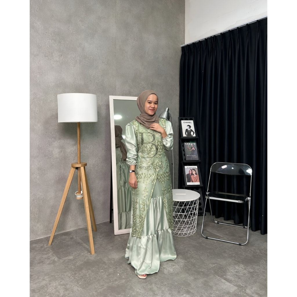 Jual ALIYAH DRESS BAHAN SATIN ROBERTO DRESS BRUKAT KONDANGAN GAUN BRIDESMAID BUSANA PESTA LONG ...