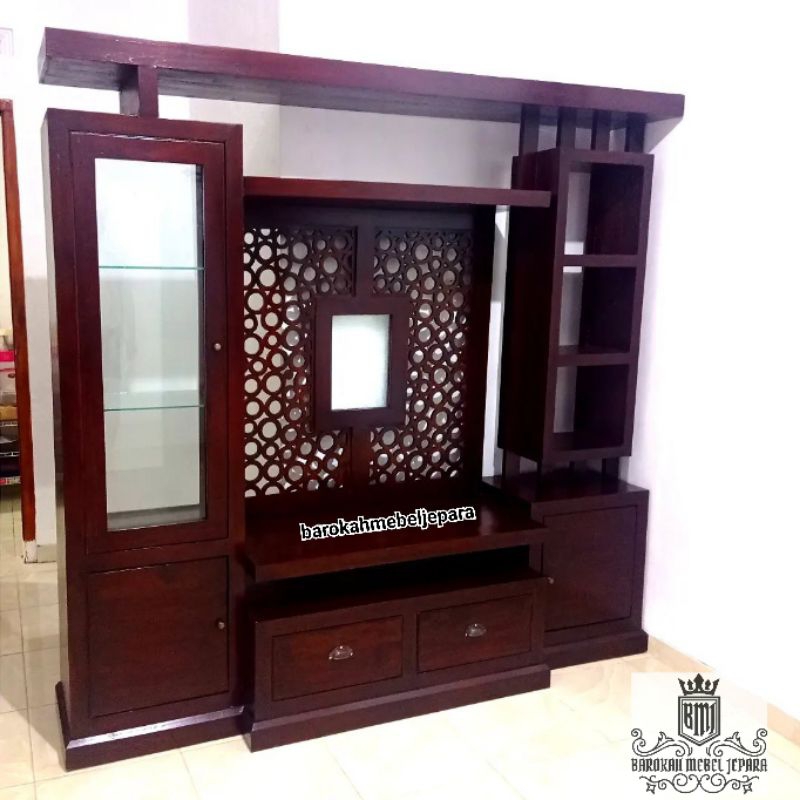 Jual Partisi jati TV , bufet partisi tv jati, backdrop tv partisi ...